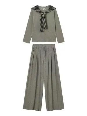 B+AB Drawstring Wide-leg Tracksuit Set - Grey
