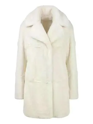 Ermanno Scervino Faux-fur Notched-lapel Coat - Neutrals