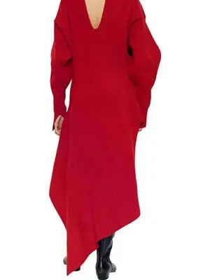 Givenchy Slashed Midi Dress In Wool And Cashmere - Red