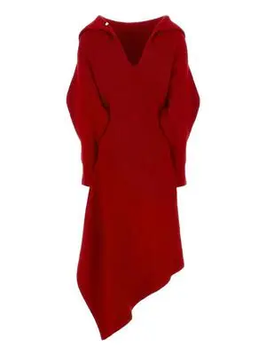 Givenchy High-neck Slashed Midi Dress - Red