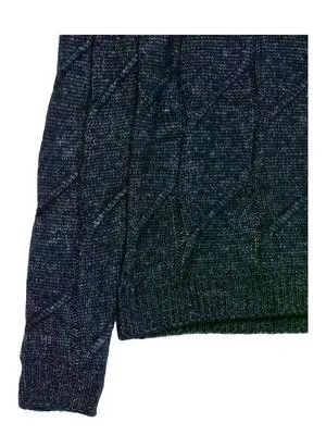 ALPHA STUDIO Aran Cable-knit Crew-neck Sweater
