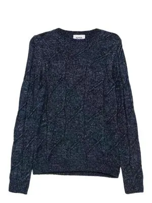 Alpha Studio Aran Cable-knit Crew-neck Sweater - Blue