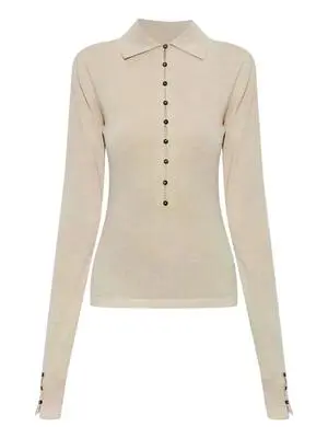 Jacquemus The Merino Long-sleeve Polo Shirt - Neutrals