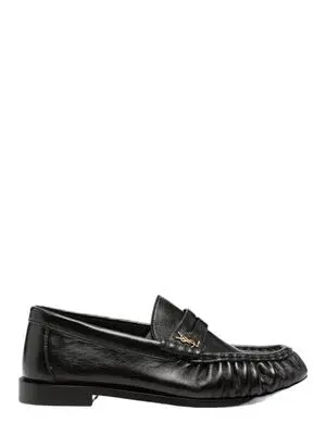 Saint Laurent Logo-plaque Loafers - Black
