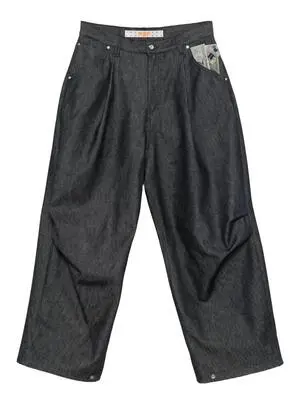 PDF Pleated Wide-leg Jeans - Blue