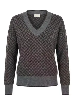 DRUMOHR Geometric-pattern V-neck Sweater - Brown
