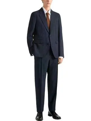 Givenchy Single-breasted Deconstructed Striped Jacket In Wool - Blue