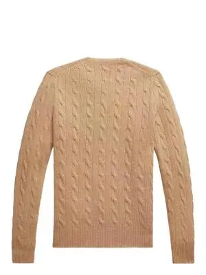 Polo Ralph Lauren Cable-knit Embroidered-logo Sweater Brown