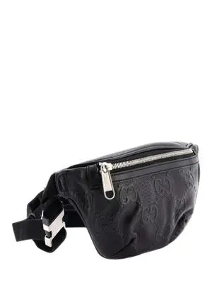 Gucci Gg Embossed Perforated Leather Small Belt Bag - Black