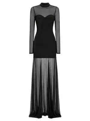 OW Kya Mesh-panel Maxi Dress - Black