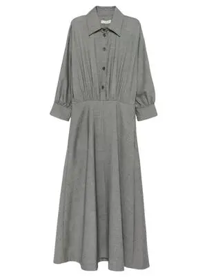 Altuzarra Eleanor Pleated Midi Shirt Dress - Grey