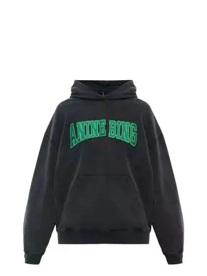 ANINE BING Harvey Logo-patch Hoodie - Black