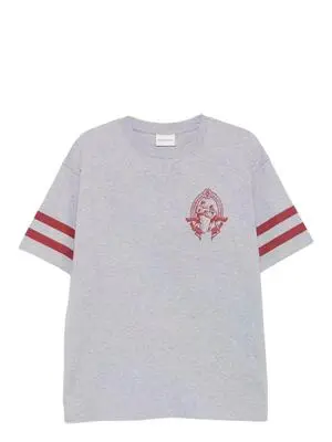 Drole De Monsieur Boxers Graphic-print Striped-sleeve T-shirt - Grey