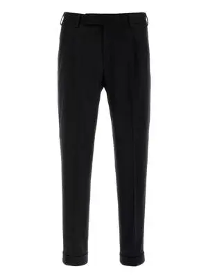 PT TORINO Pleated Turn-up Trousers - Black