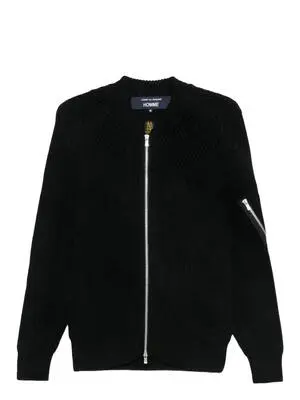 Comme Des Garçons Ribbed-knit Zip-up Cardigan - Black