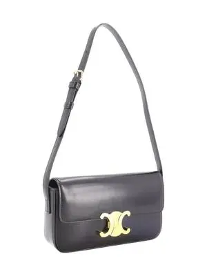 Celine Triomphe East-west Smooth Calfskin Shoulder Bag - Black