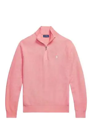 Polo Ralph Lauren Quarter-zip Embroidered-logo Sweater Pink