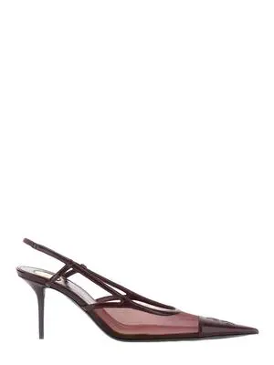 Saint Laurent Renée Mesh-panelled Pumps Brown