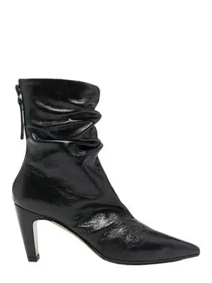 LORENA PAGGI Ruched Pointed-toe Ankle Boots
