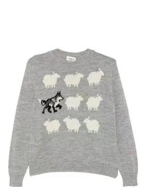 Max Mara Nitra Intarsia-knit Sweater Grey