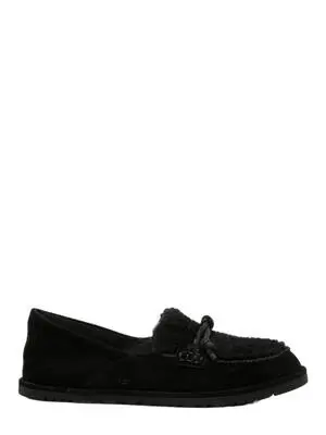 UGG Zora Shearling-trim Bow Loafers - Black