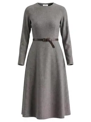 GRAN SASSO Belted Long-sleeve Midi Dress