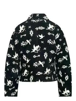RENLI SU Cupid-print Cropped Jacket - Black