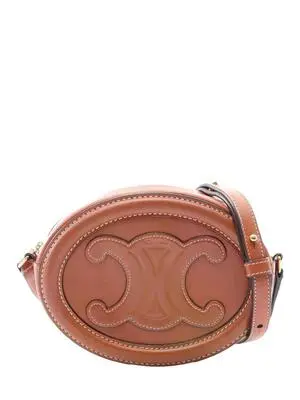 Celine 2000-2026 Small Calfskin Cuir Triomphe Oval Crossbody Bag - Brown