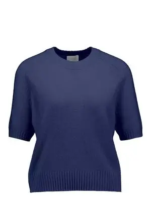ALLUDE Short-sleeve Crew-neck Sweater