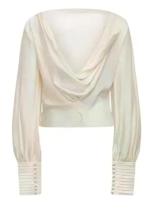 STOLEN STORES Kaia Draped-back Long-sleeve Blouse - Neutrals