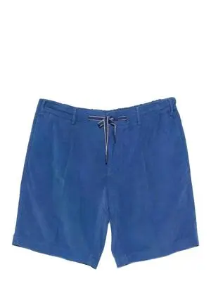 SANTANIELLO Pleated Corduroy Shorts - Blue