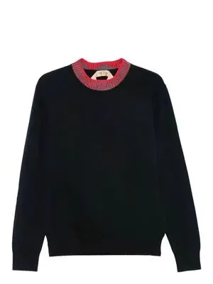 N°21 Contrast-trim Crew-neck Sweater - Blue