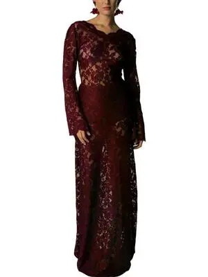 MIAU BY CLARA ROTESCU Amarante Long-sleeve Maxi Dress - Red