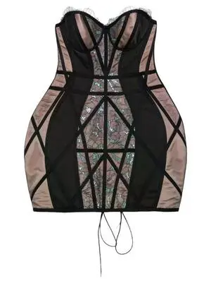 MITILIANE COUTURE Chantilly Lace Mini Dress - Black