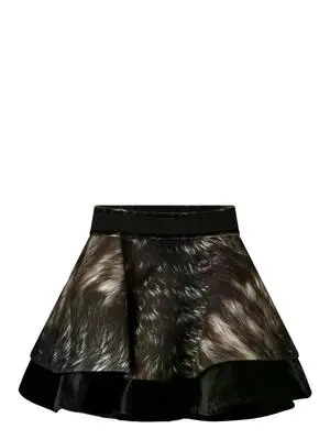 ROBERTO CAVALLI Mini Fur-print Tiered Skirt