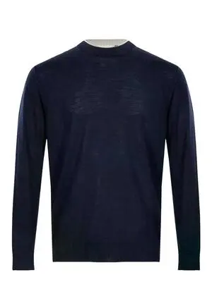 Eleventy Contrast-trim Fine-knit Sweater - Blue