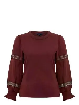 Veronica Beard Bellamie Lace-trim Blouse - Red