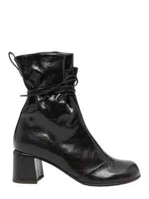 LORENA PAGGI Lace-up Crinkled-finish Ankle Boots