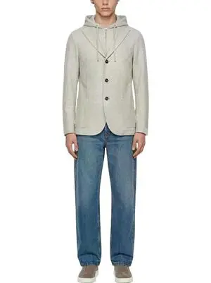 Eleventy Layered-effect Hooded Blazer Grey