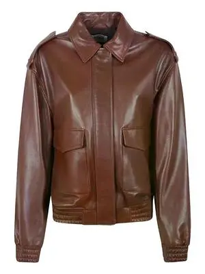 ARMA Astra Epaulette Leather Jacket - Brown