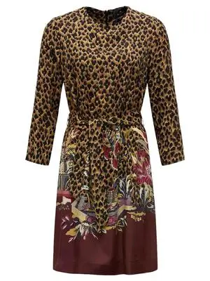 Etro Leopard-print Belted Mini Dress - Brown