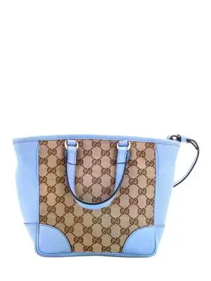 Gucci Bree Convertible Tote Gg Canvas With Leather Small Crossbody Bag - Blue