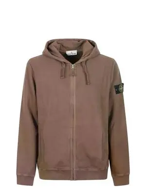Stone Island Zip-up Hoodie Brown