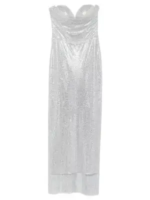 MITILIANE COUTURE Crystal-embellished Mesh Maxi Dress - Silver