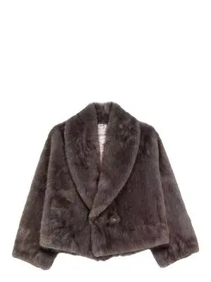 VALENTINI 1972 Faux-fur Double-breasted Coat - Brown