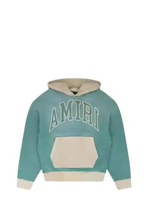 Amiri Logo-embroidered Colour-block Hoodie - Blue