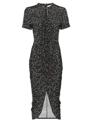 MAR DE MARGARITAS Floral-print Ruched Dress - Black