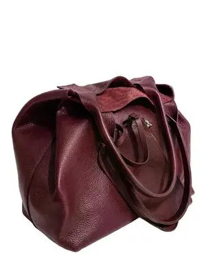 IACUCCI Pebbled Leather Tote Bag - Red