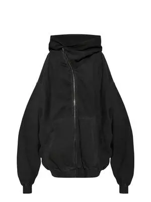 Rick Owens Asymmetric-zip Oversized Hoodie Black