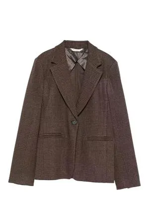 Max Mara Check-pattern Single-breasted Blazer - Brown